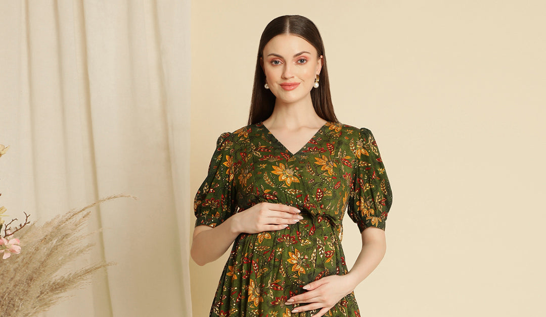 Buy Maternity Green Midi Dress