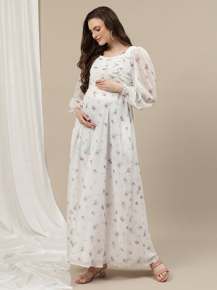 White Maternity Maxi Dress